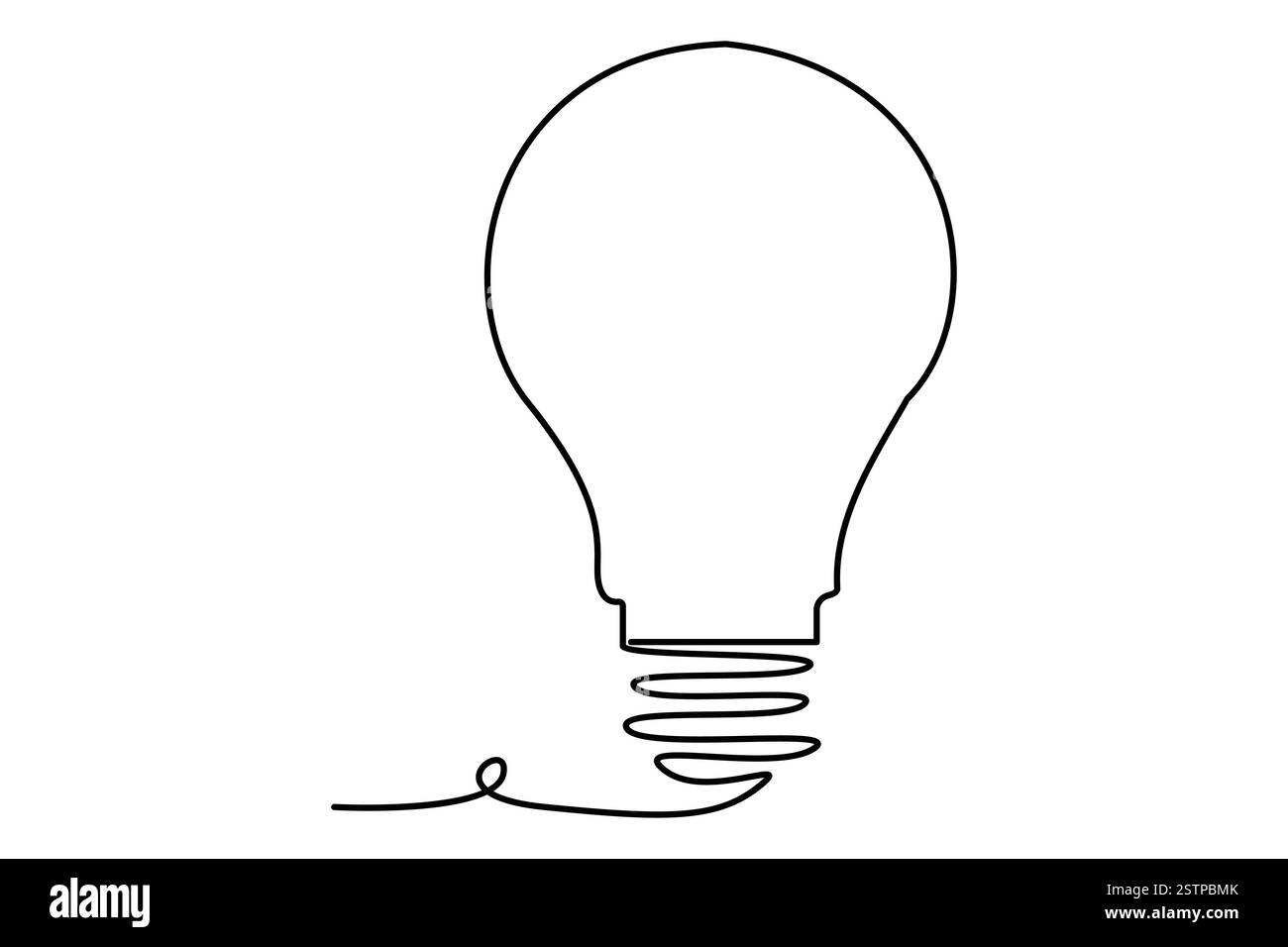 Continuous one line drawing of Light bulb symbol isolated on white background outline art ...