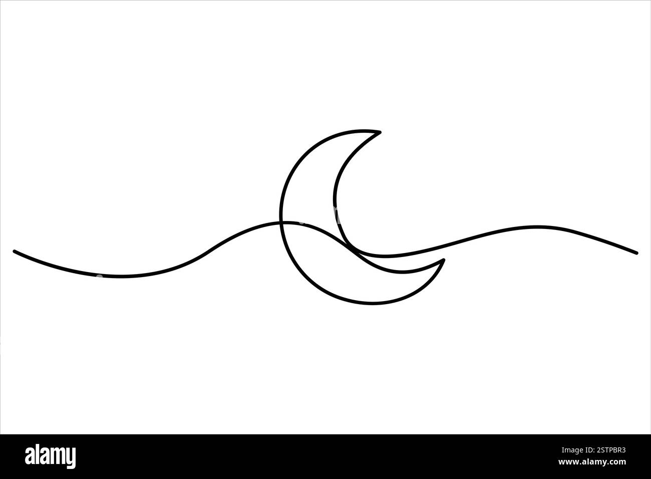 Continuous one line drawing of moon icon. Crescent moon for Ramadan ...