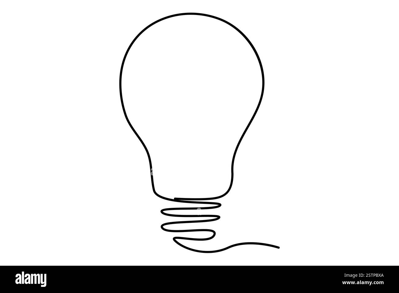 Continuous one line drawing of Light bulb symbol isolated on white background outline art ...