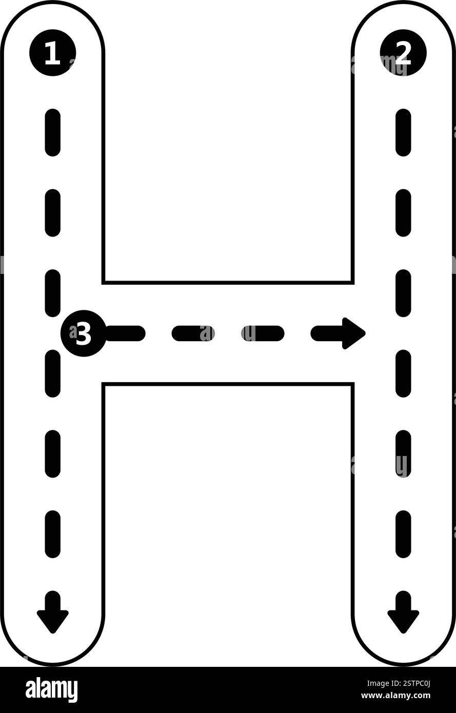 Tracing Alphabet letter H, Uppercase prewriting dotted line element for ...