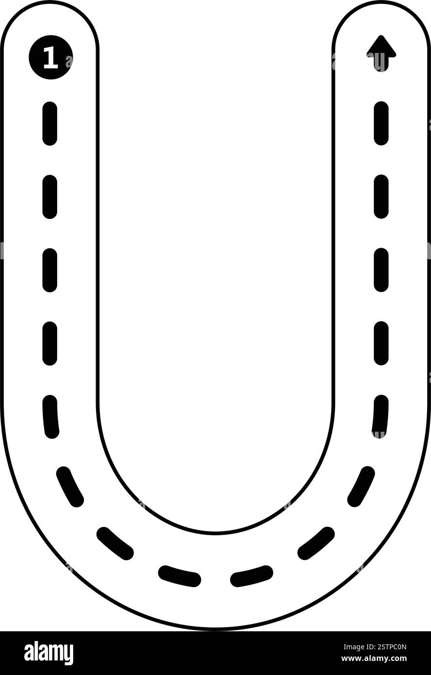 Tracing Alphabet letter U, Uppercase prewriting dotted line element for kindergarten, preschool ...