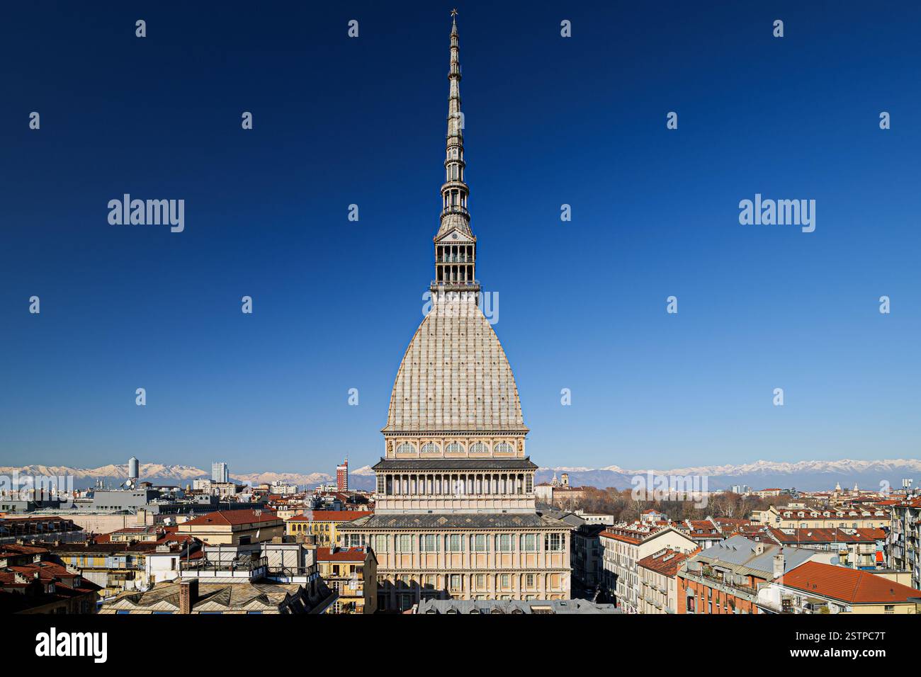 Turin, Italy. Half-height view of the Mole Antonelliana, home of the ...
