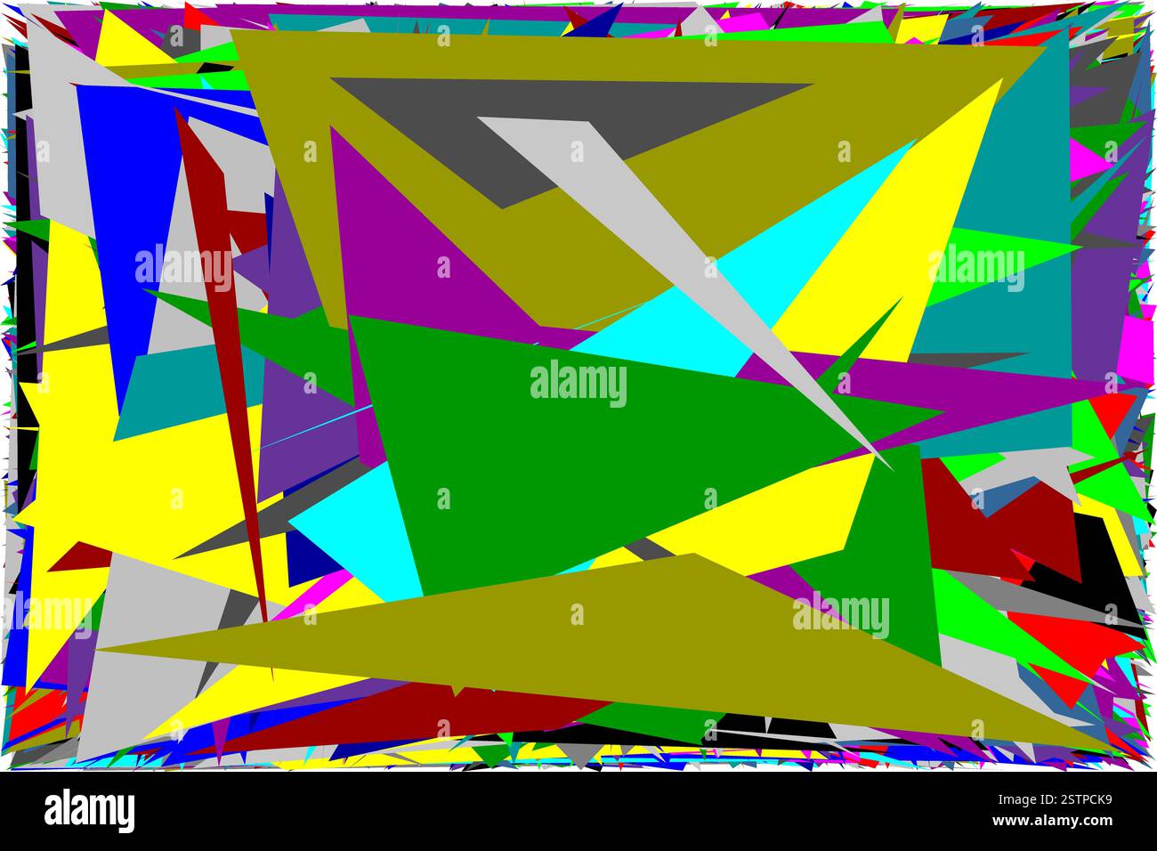 Numerous overlapping triangles in vibrant colors, reminiscent of post ...