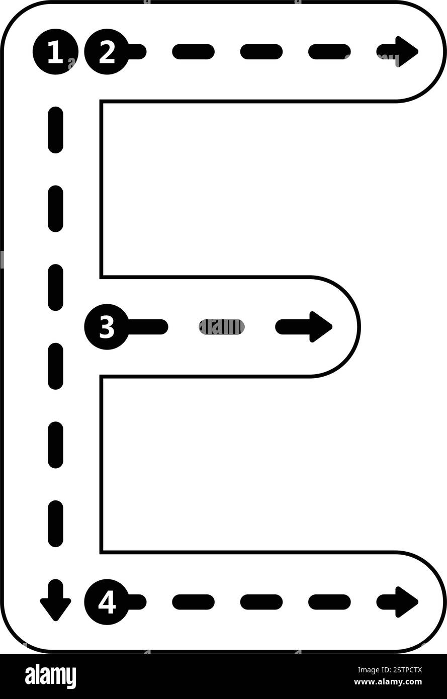 Tracing Alphabet letter E, Uppercase prewriting dotted line element for ...