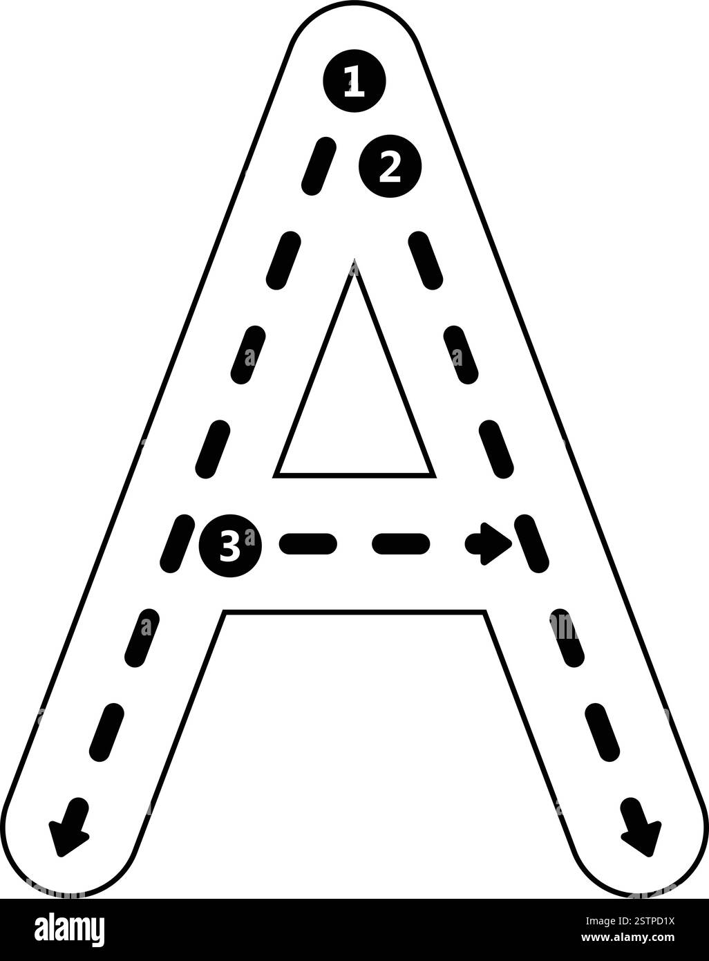 Tracing Alphabet letter A, Uppercase prewriting dotted line element for ...