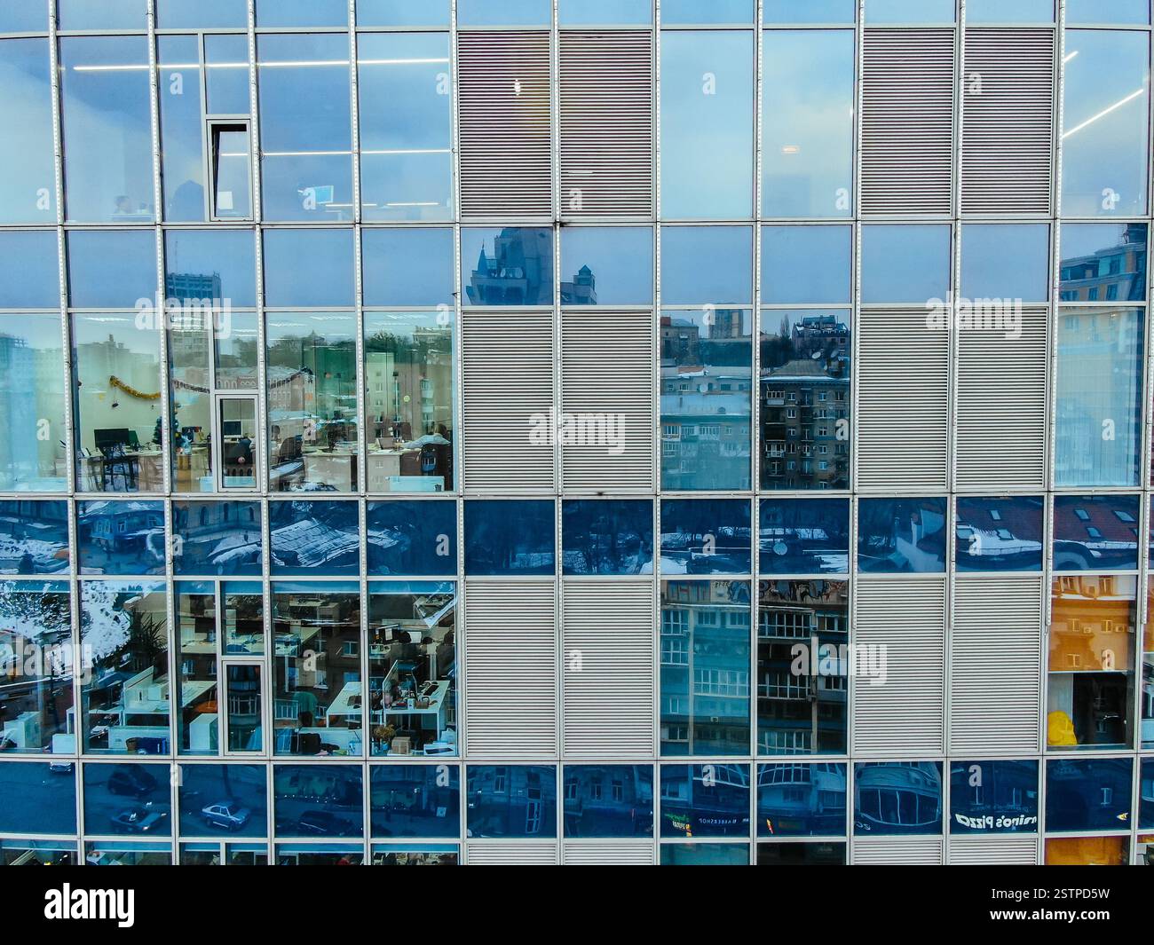 Street reflection on glass steel building facade Stock Photo - Alamy