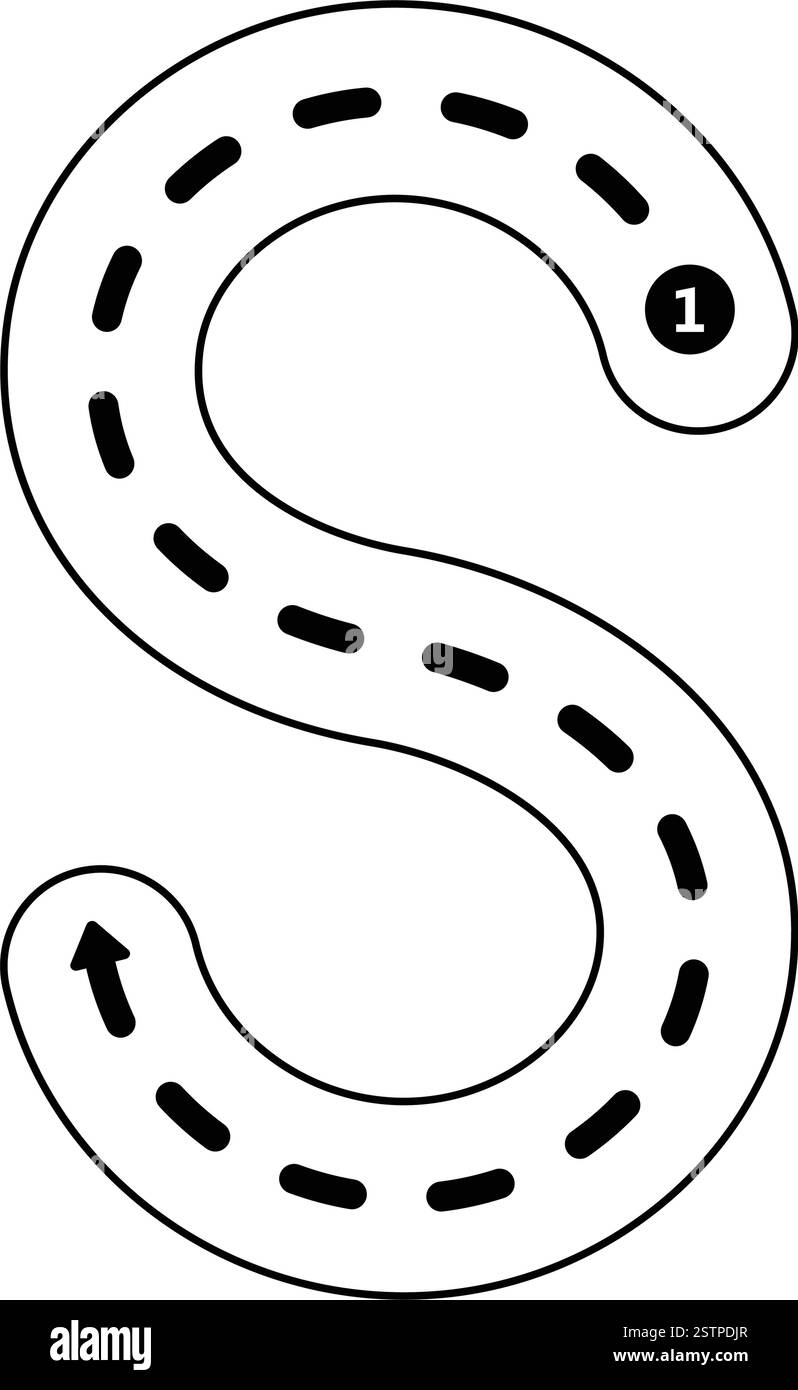 Tracing Alphabet letter S, Uppercase prewriting dotted line element for ...