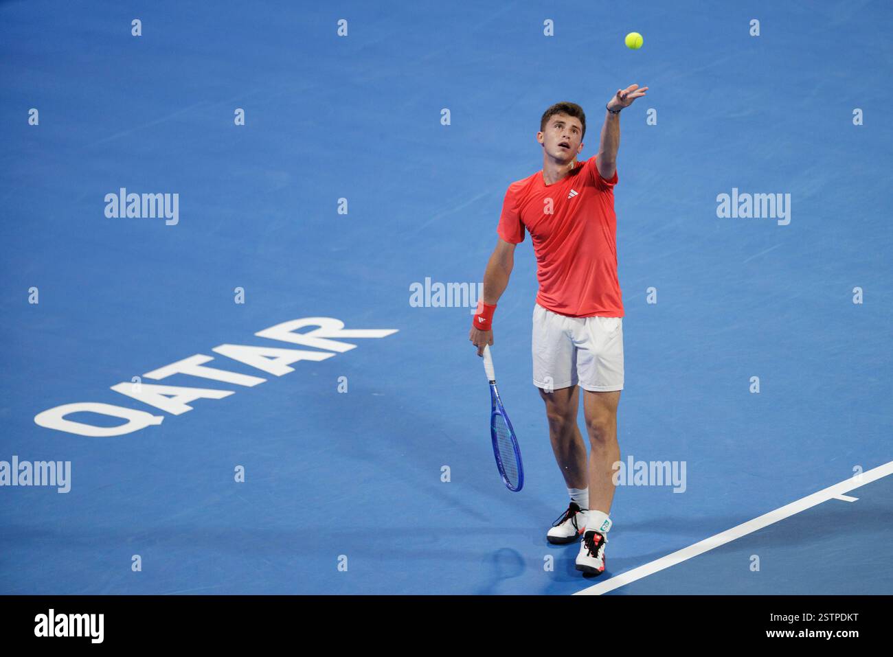 Luca Nardi of Italy during the 2025 Qatar ExxonMobil Open, ATP 500 ...