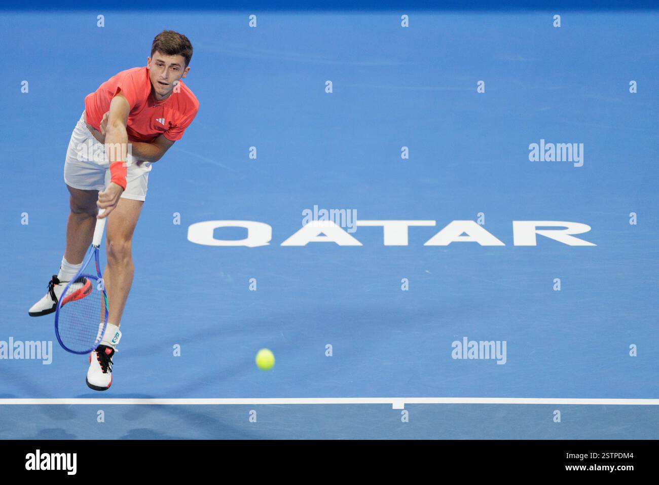 Luca Nardi of Italy during the 2025 Qatar ExxonMobil Open, ATP 500 ...