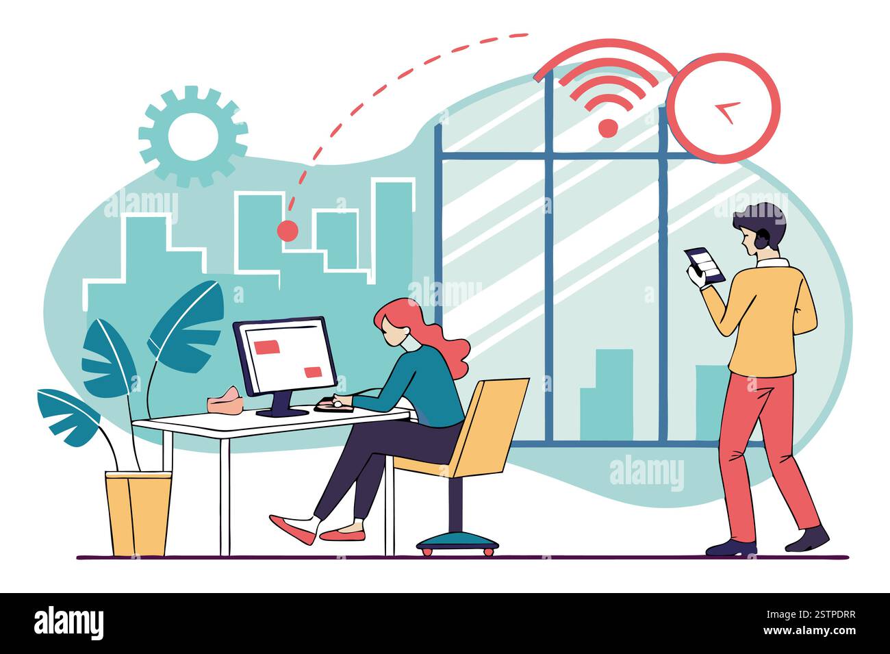Business Arts illustration people working in office Stock Vector Image ...