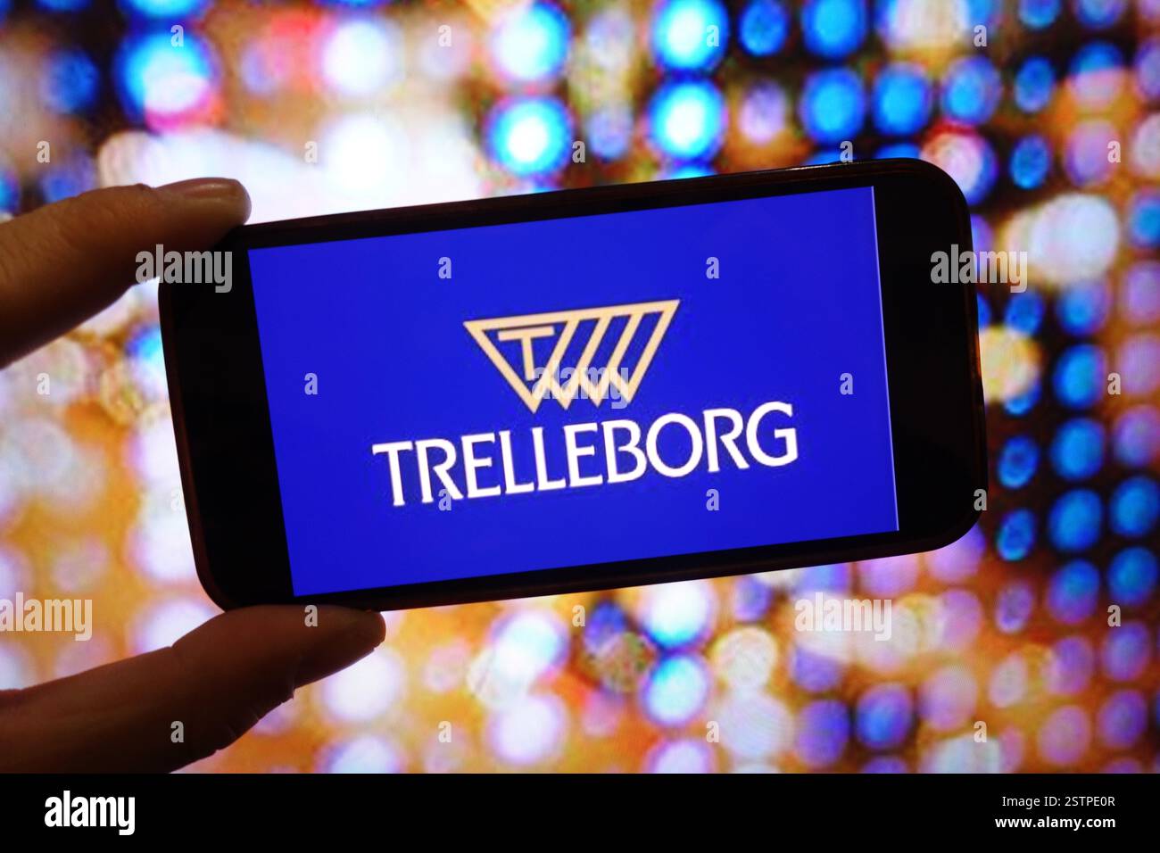 In this photo illustration, the Trelleborg AB company logo is seen ...