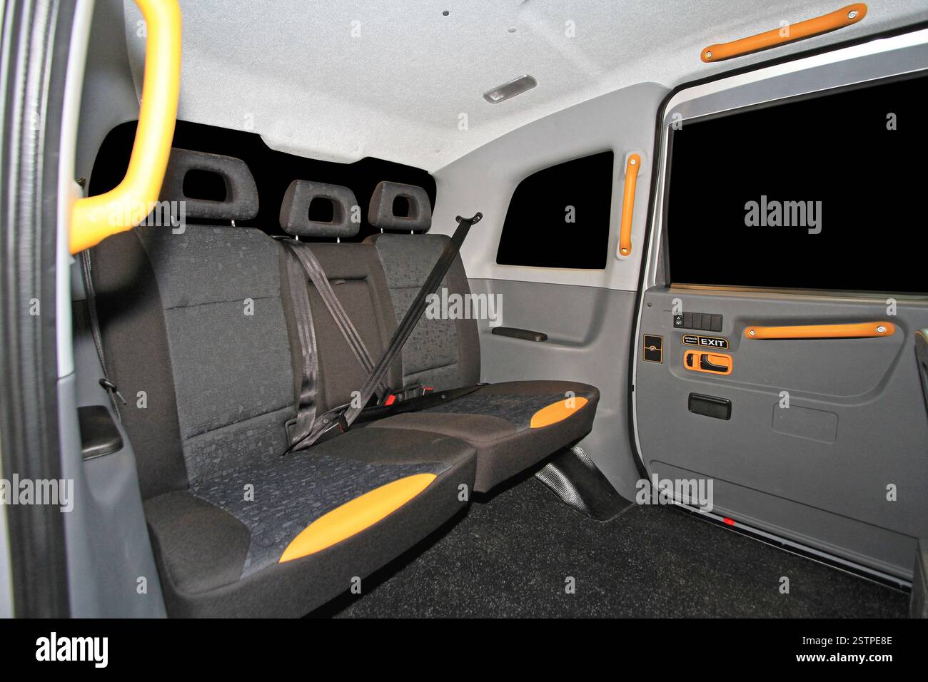 London Taxi Black Cab Passenger Cabin Interior Stock Photo - Alamy