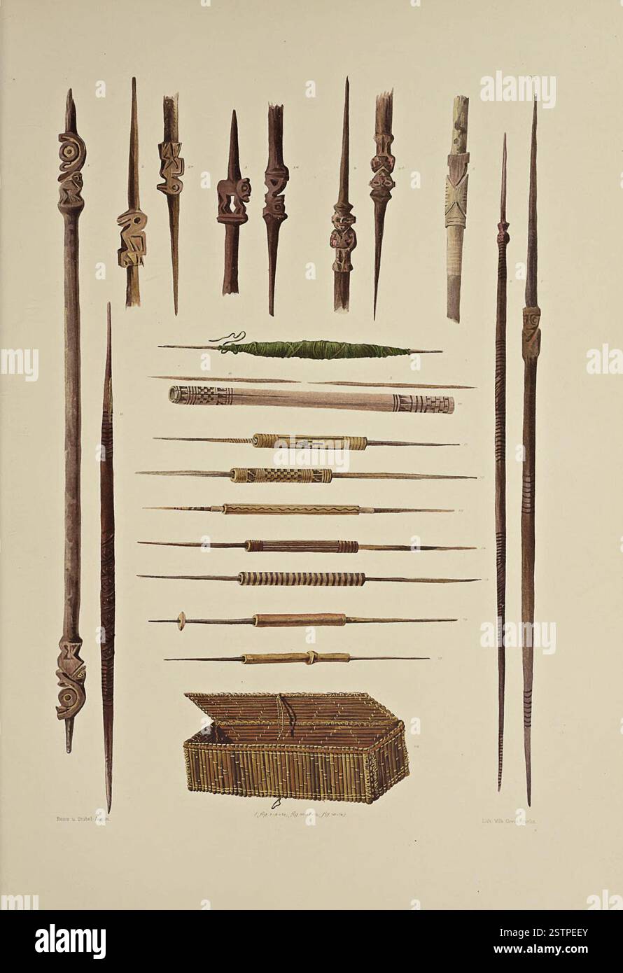 Inca Fine Wooden Implement; Workbasket. Vintage Illustration from The ...