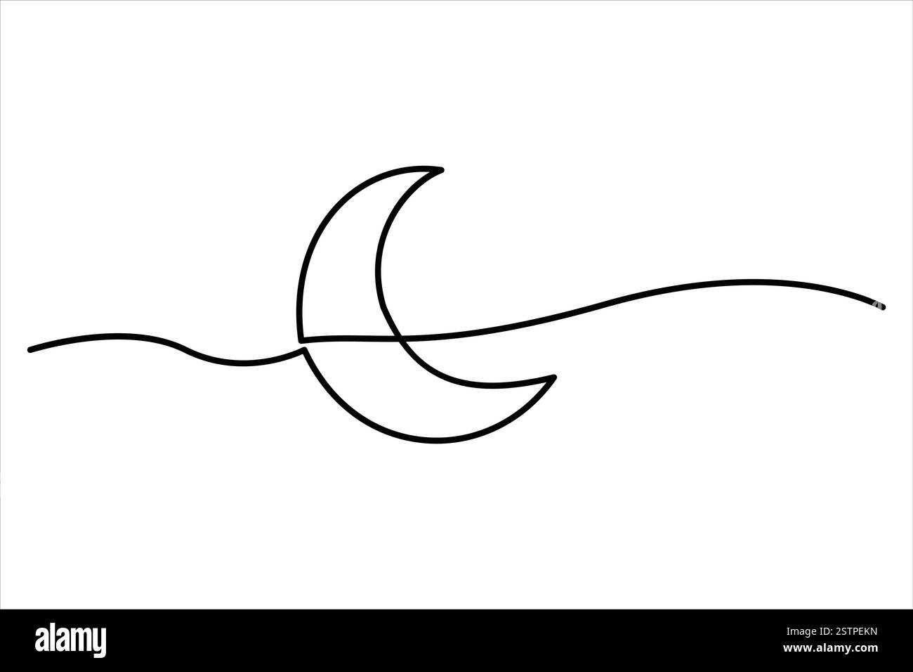 Continuous one line drawing of moon icon. Crescent moon for Ramadan ...