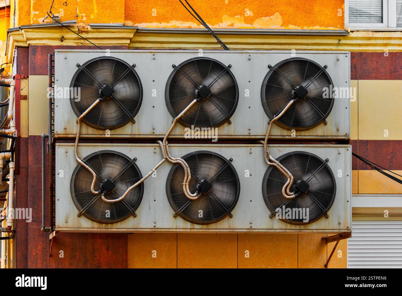 Industrial Air Conditioner System Mounted On Old Warehouse Wall Stock ...