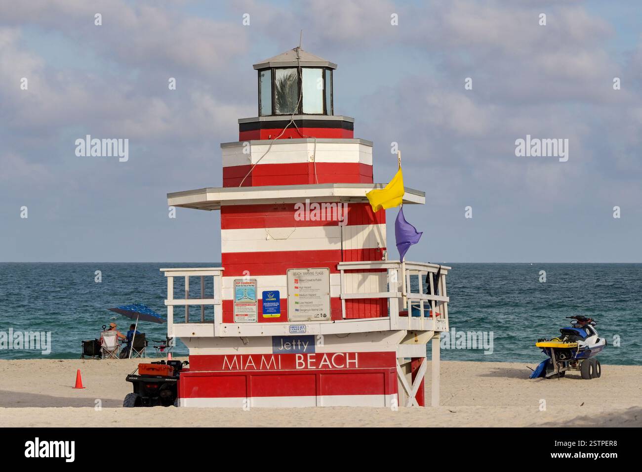 Miami, Florida, USA - 1 December 2023: Iconic wooden lifeguard lookout ...