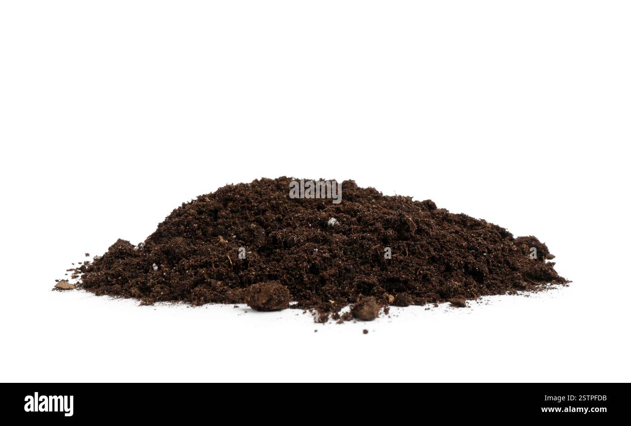 Pile of fresh soil isolated on white Stock Photo - Alamy