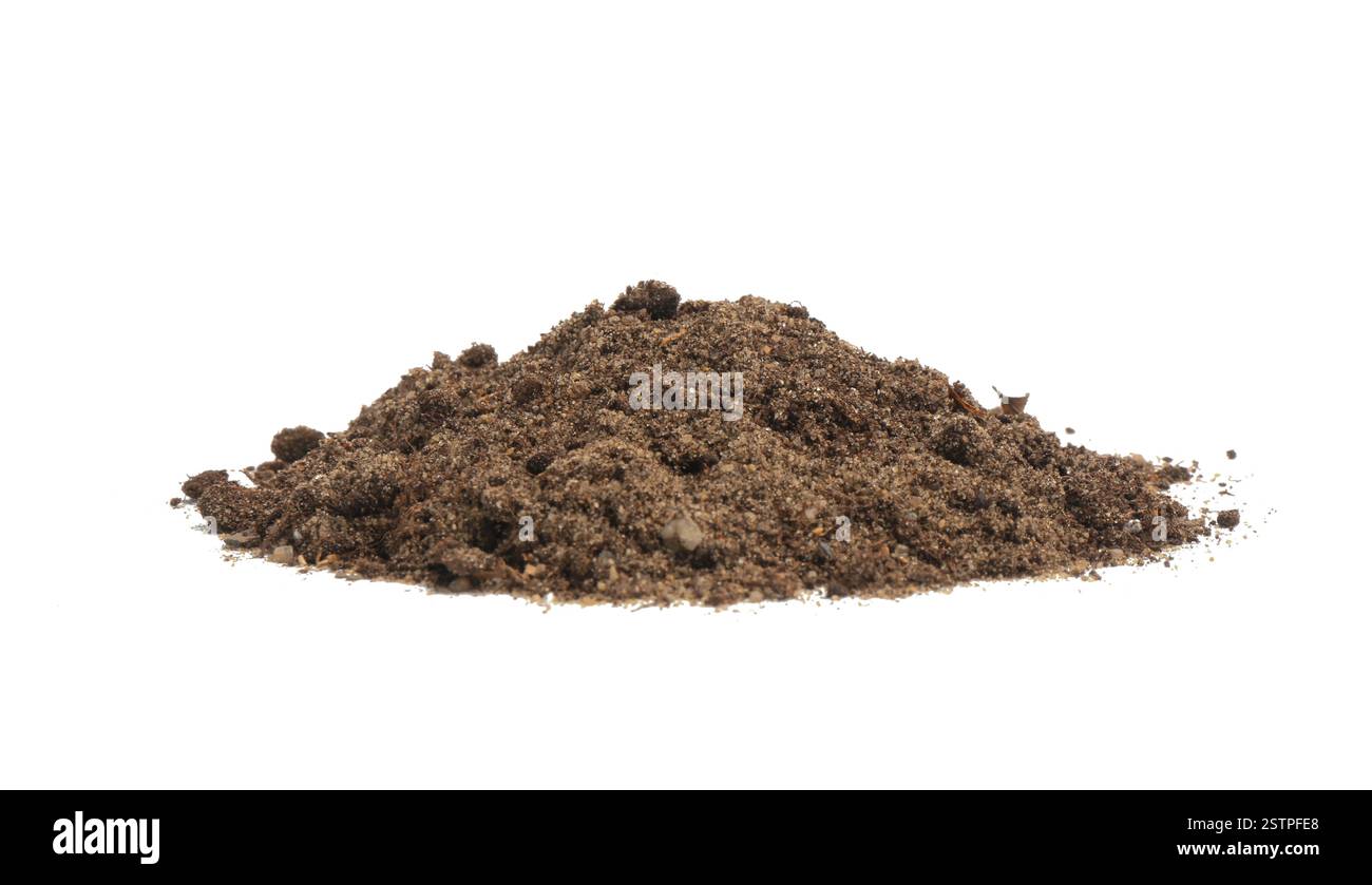Pile of fresh soil isolated on white Stock Photo - Alamy