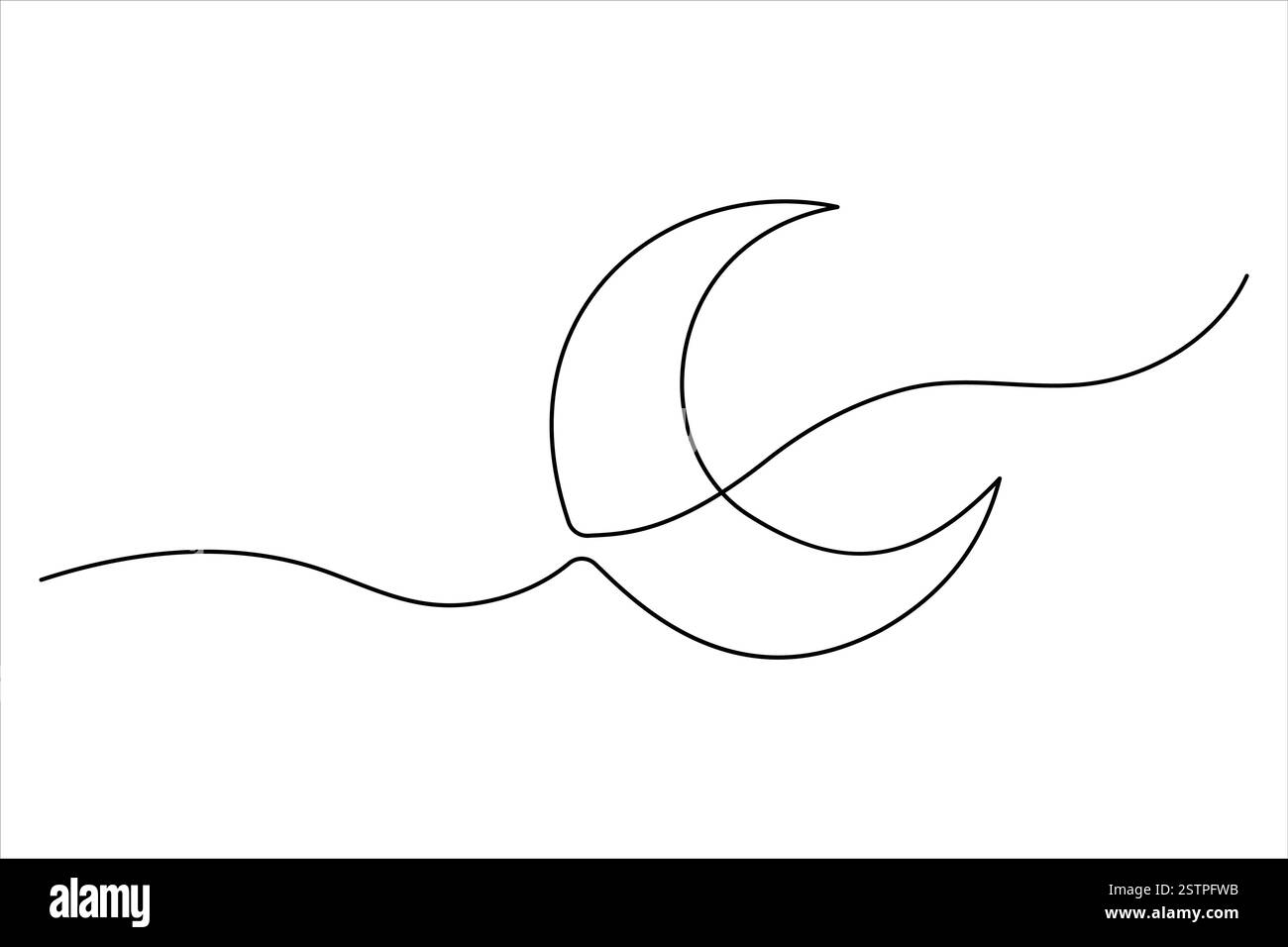 Continuous one line drawing of moon icon. Crescent moon for Ramadan ...