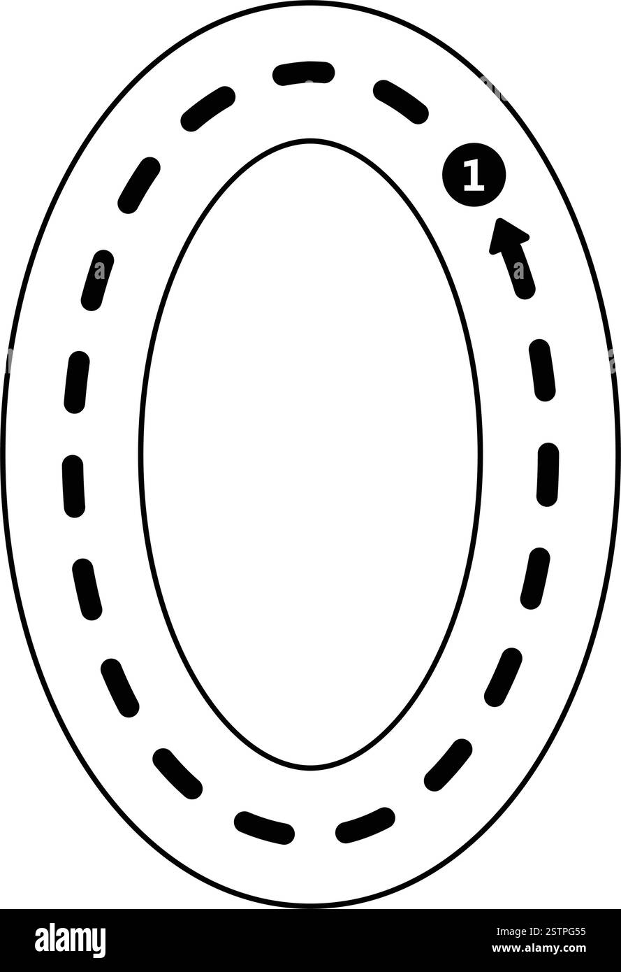 Tracing Alphabet letter O, Uppercase prewriting dotted line element for ...