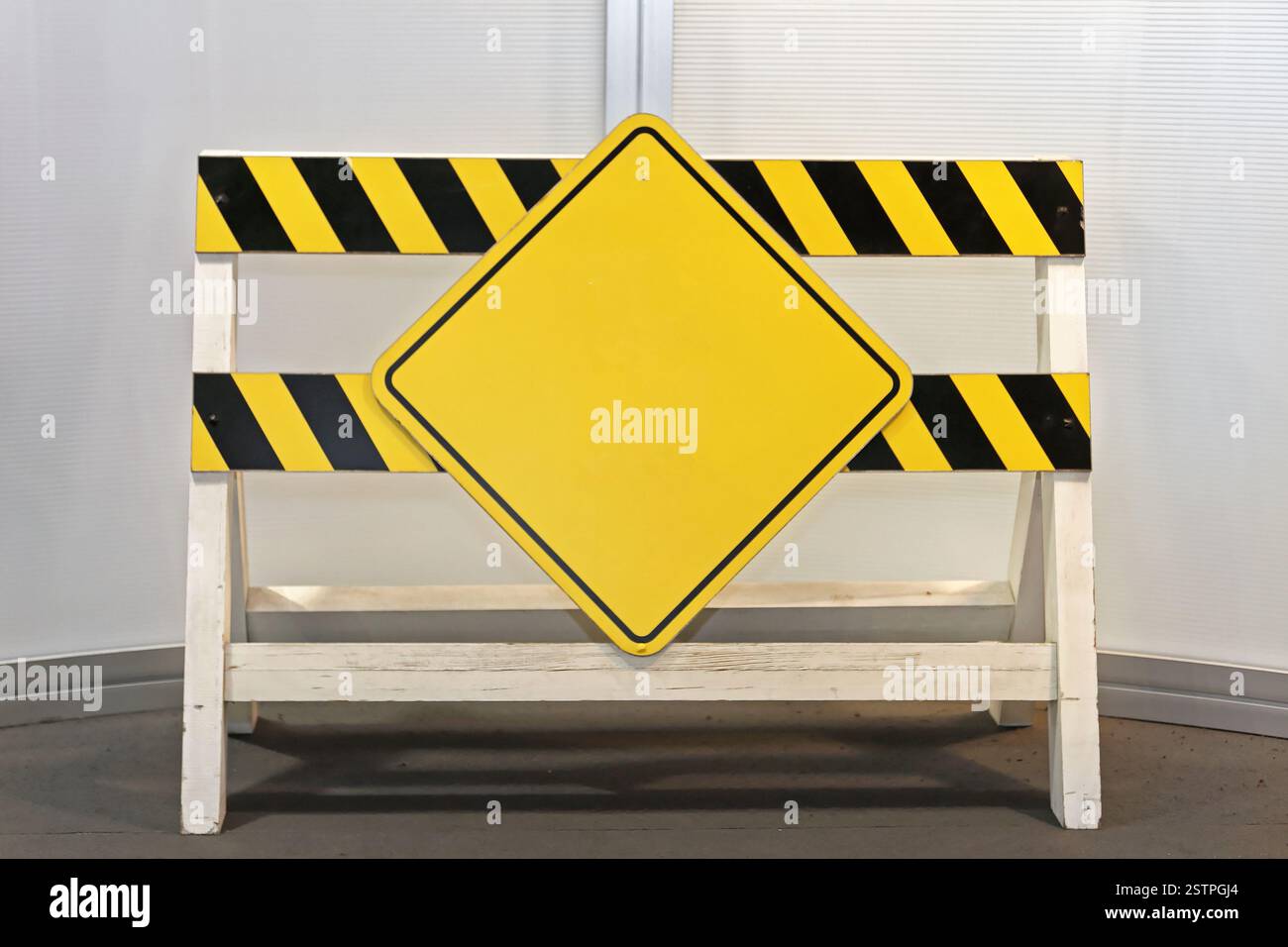 Construction Barrier Sign Stock Photo - Alamy