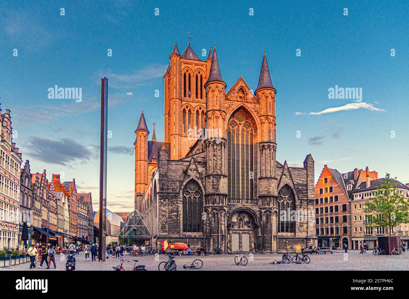 Korenmarkt Wheat Market square with Saint Nicholas Church Scheldt ...