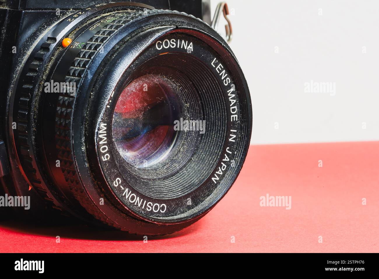 Athens, Greece - feb 18, 2025 - camera lens covered in dust with worn ...