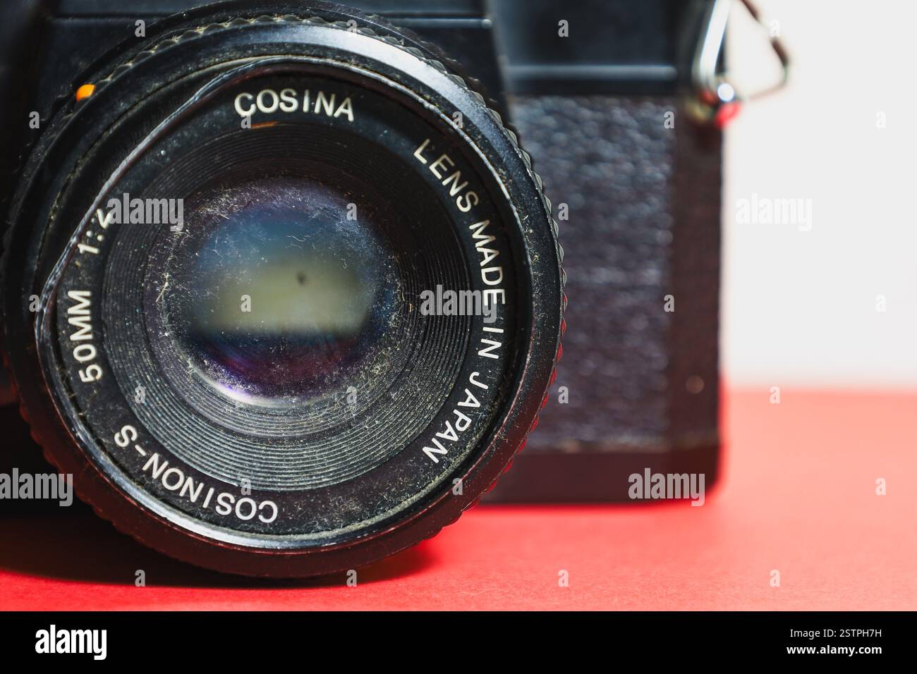 Athens, Greece - feb 18, 2025 - camera lens covered in dust with worn ...