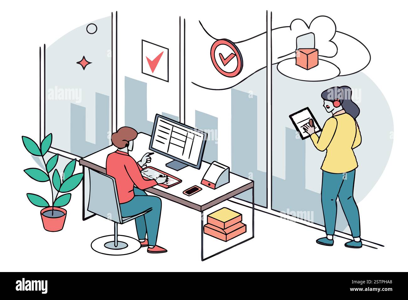 Business Arts illustration people working in office Stock Vector Image ...