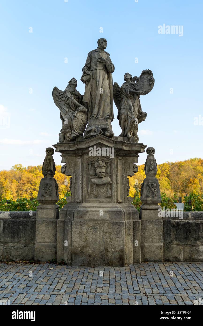 Statue with a religious story on a pedestrian street (terrace ...