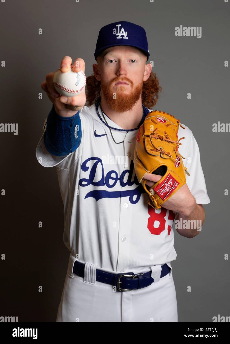 This is a 2025 photo of pitcher Dustin May of the Los Angeles Dodgers ...
