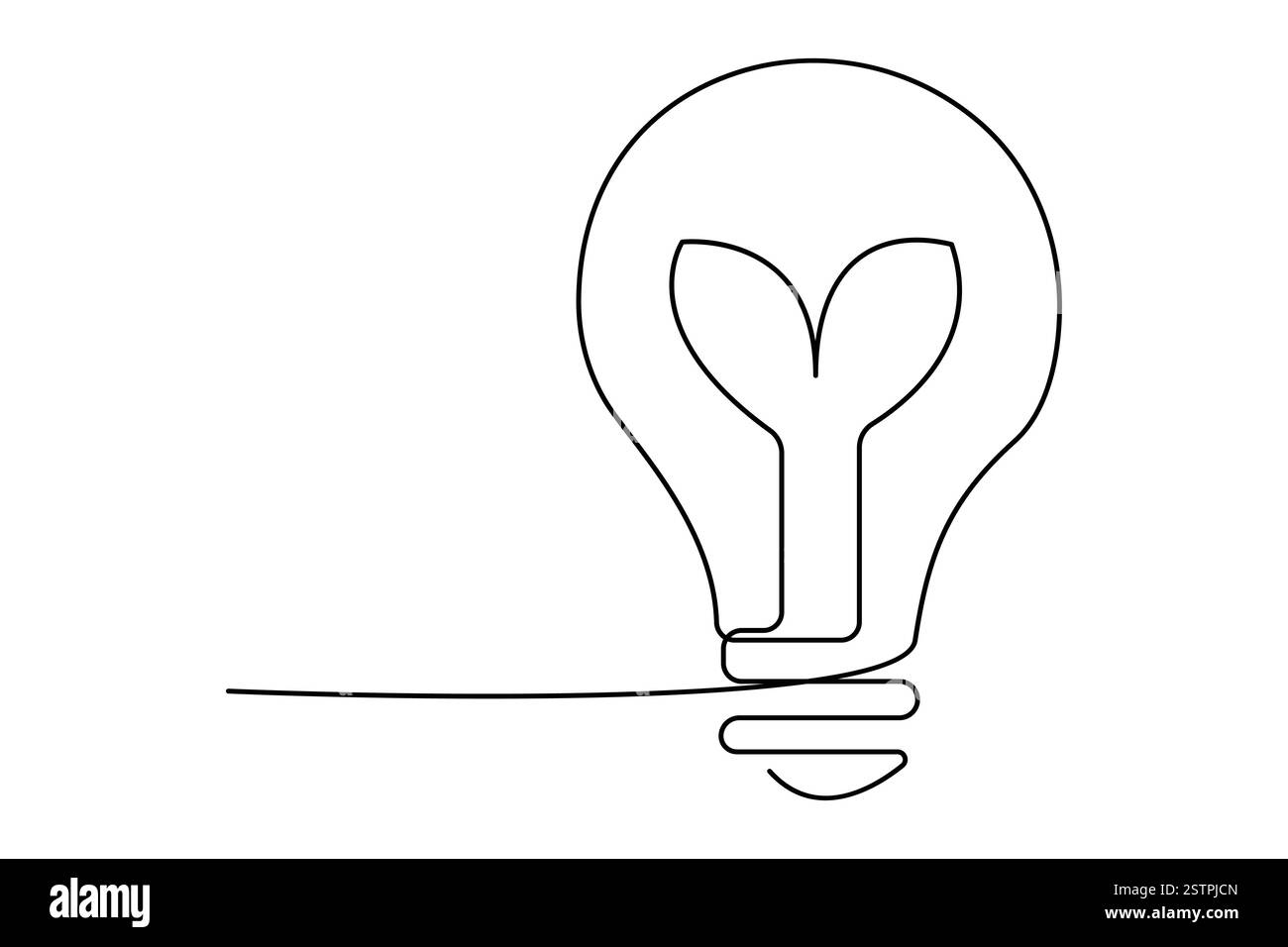 Continuous one line drawing of Light bulb symbol isolated on white background outline art ...