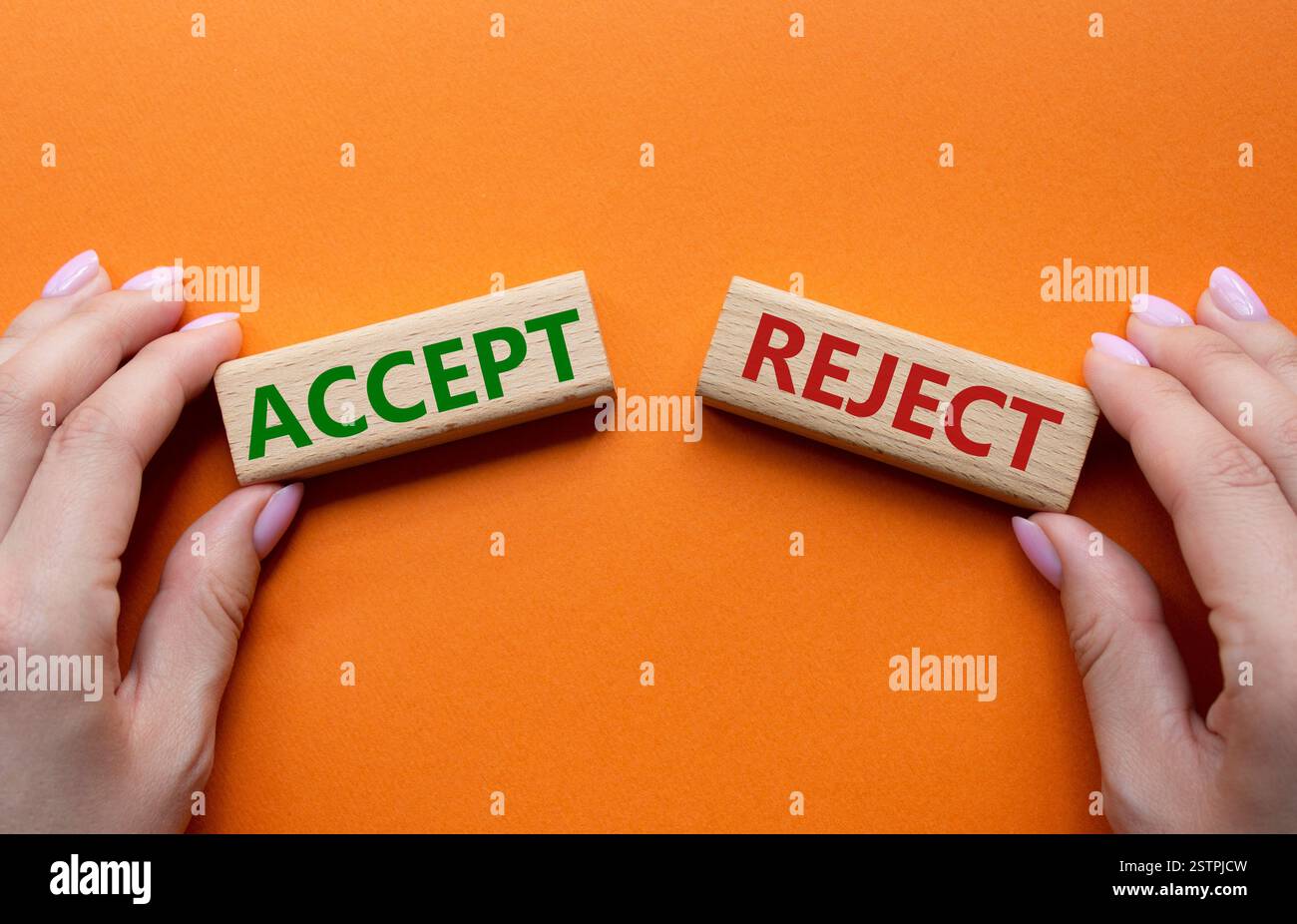Accept or Reject symbol. Concept word Accept or Reject on wooden blocks ...