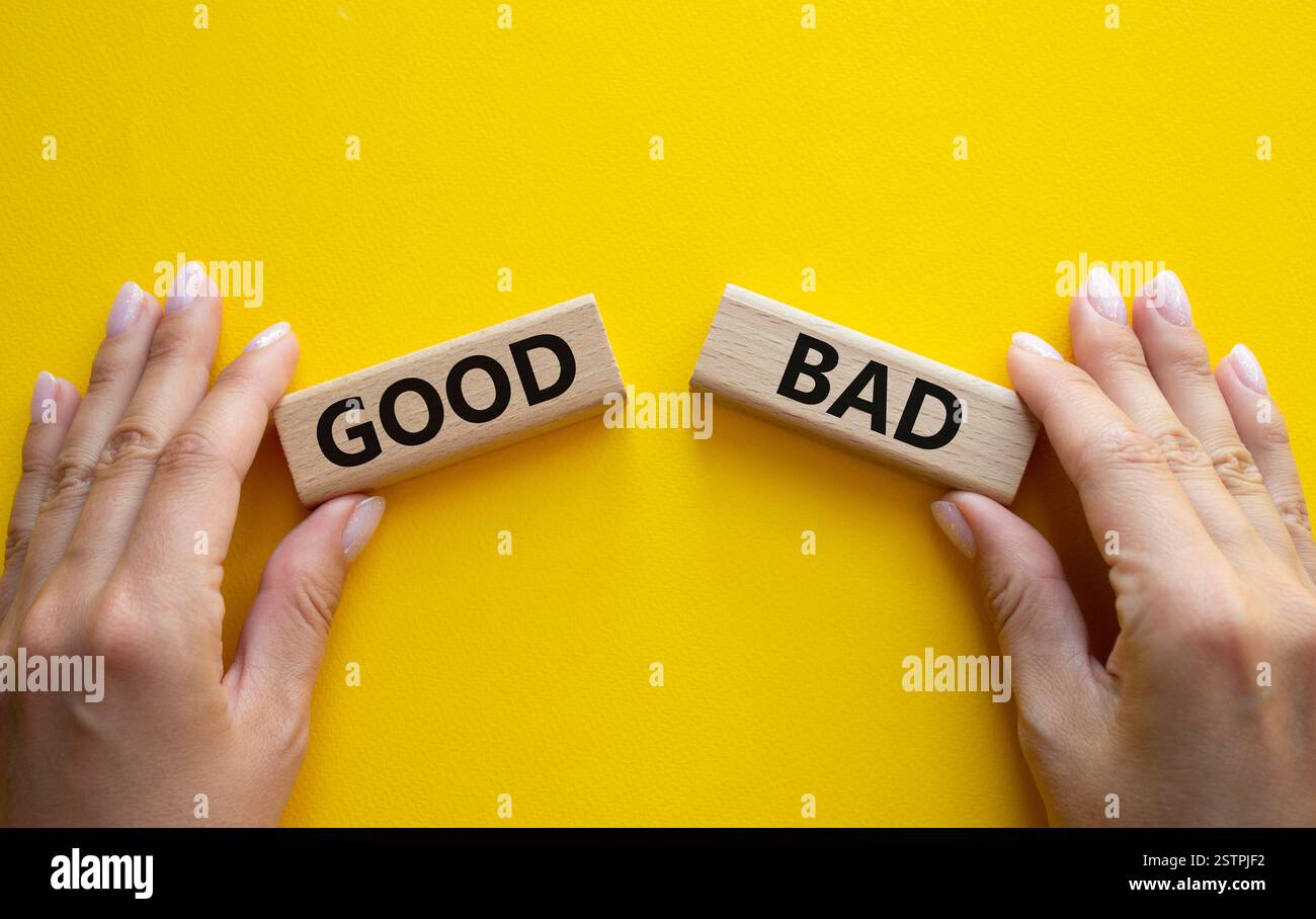 Good or Bad symbol. Concept word Good or Bad on wooden blocks ...
