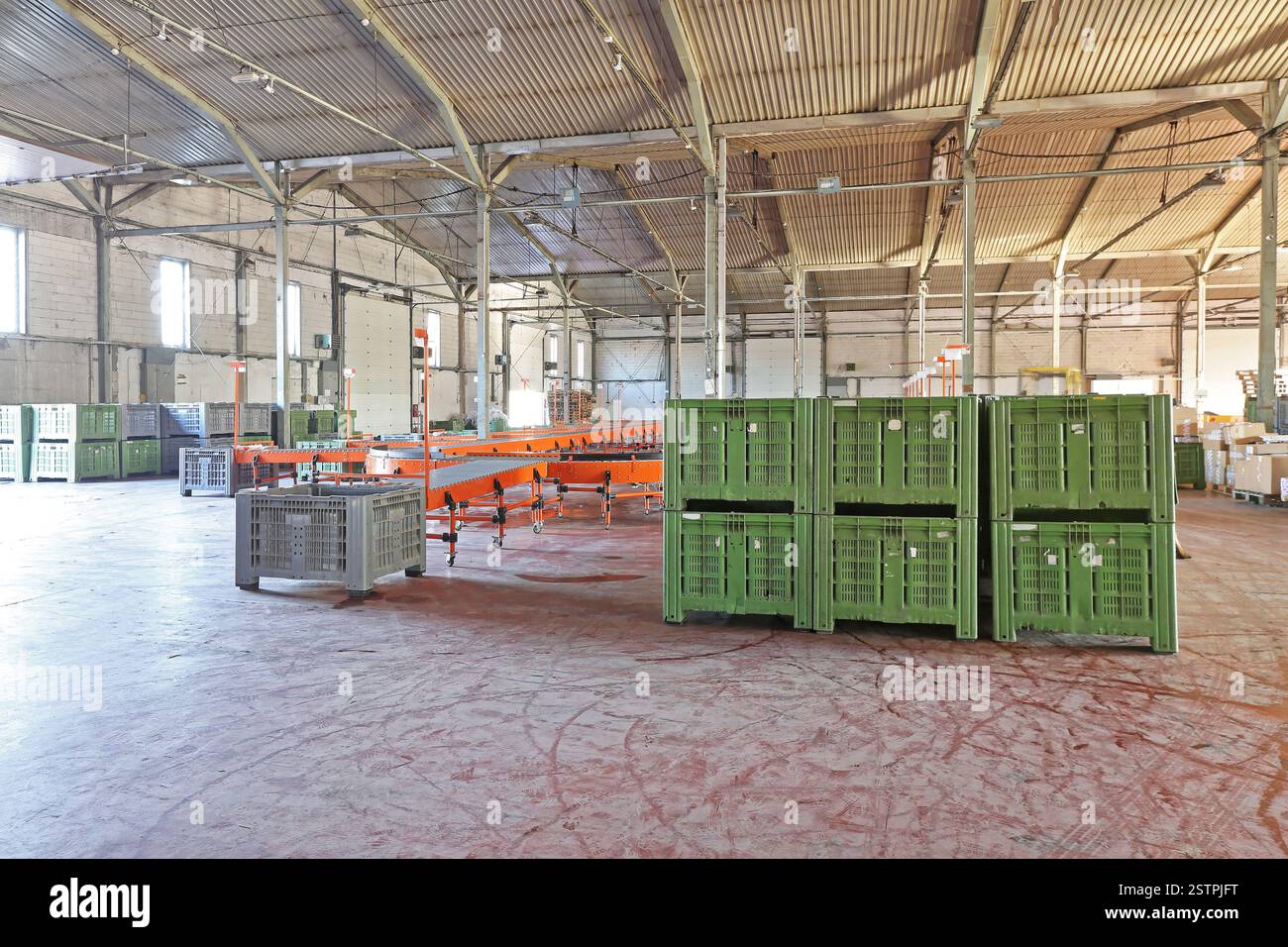 Big Plastic Crates Pallets in Distribution Warehouse Stock Photo - Alamy