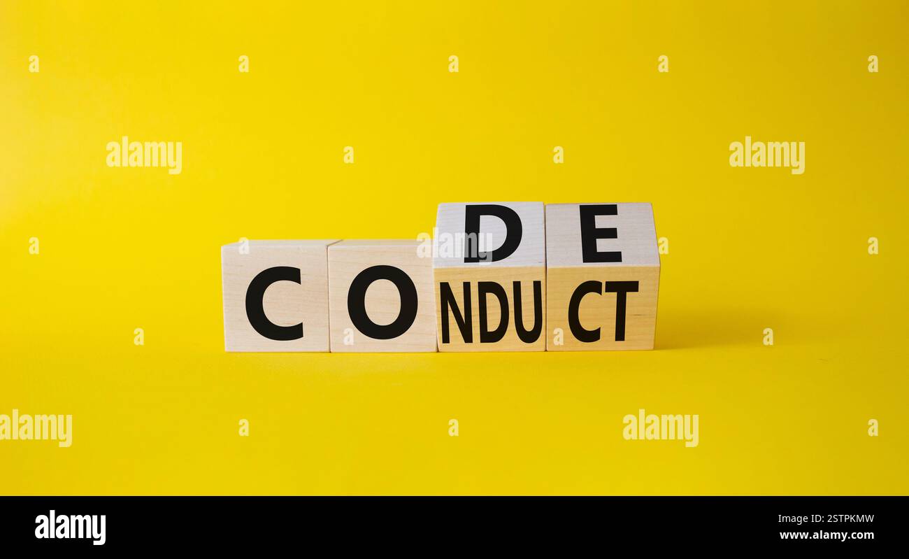 Code Of Conduct Symbol Turned Cubes With Words Conduct Abd Code