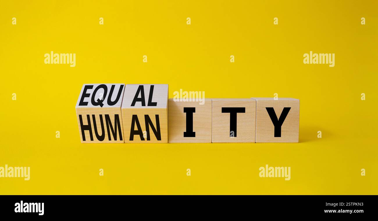 Equality and Humanity symbol. Turned cubes with words Equality and ...