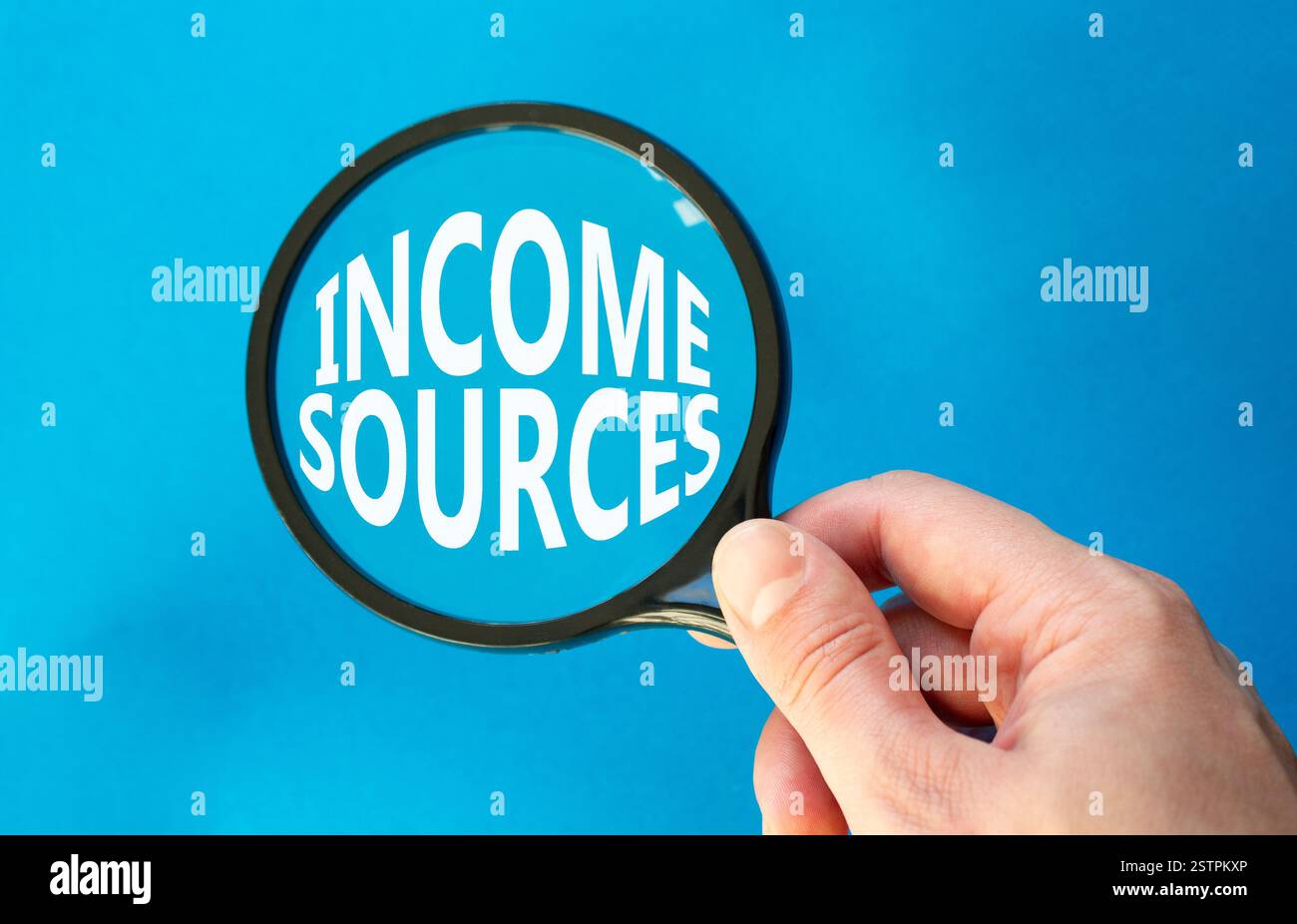 Income Sources symbol. Magnifying Glass with Concept word Income ...