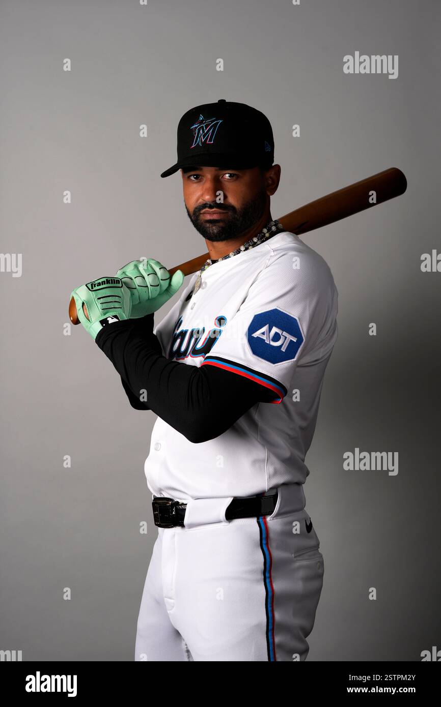 This is a 2025 photo of Derek Hill of the Miami Marlins baseball team ...