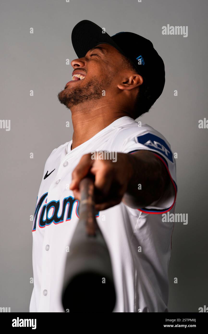 This is a 2025 photo of Dane Myers of the Miami Marlins baseball team ...