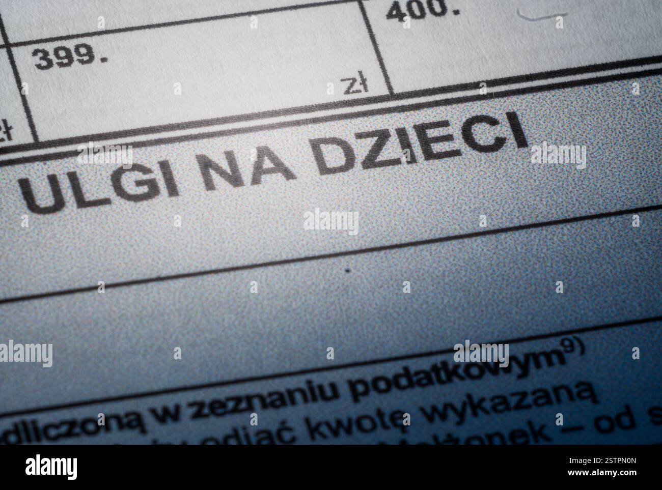 A close-up view of a Polish Pit tax form showing details about child ...