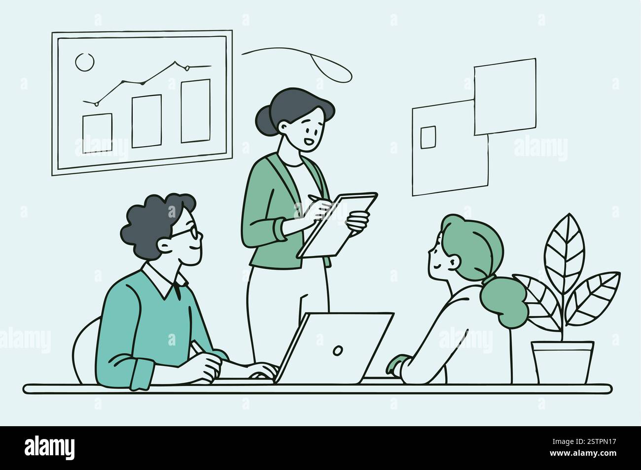 Business Arts illustration people working in office Stock Vector Image ...