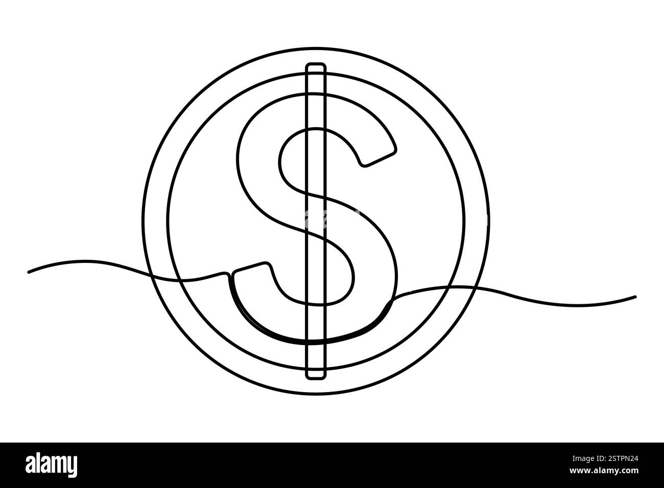 Dollar symbol in continuous line drawing style. Line art of dollar ...
