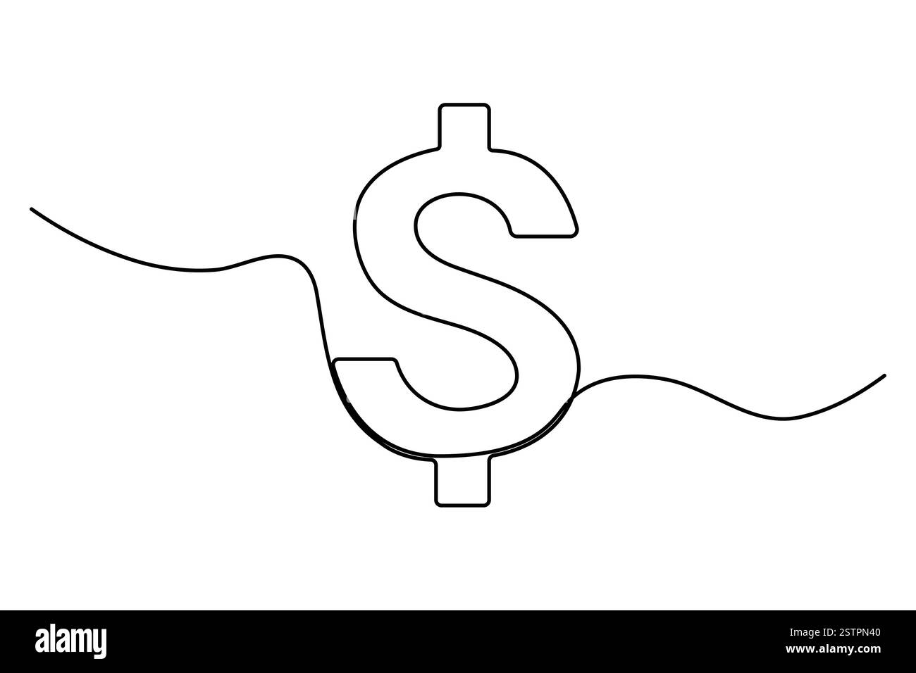 Dollar symbol in continuous line drawing style. Line art of dollar ...