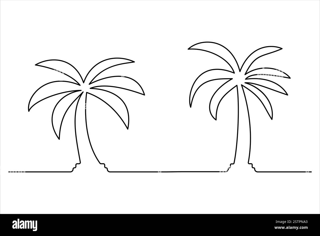 Continuous one line palm tree drawing Isolated on white background ...