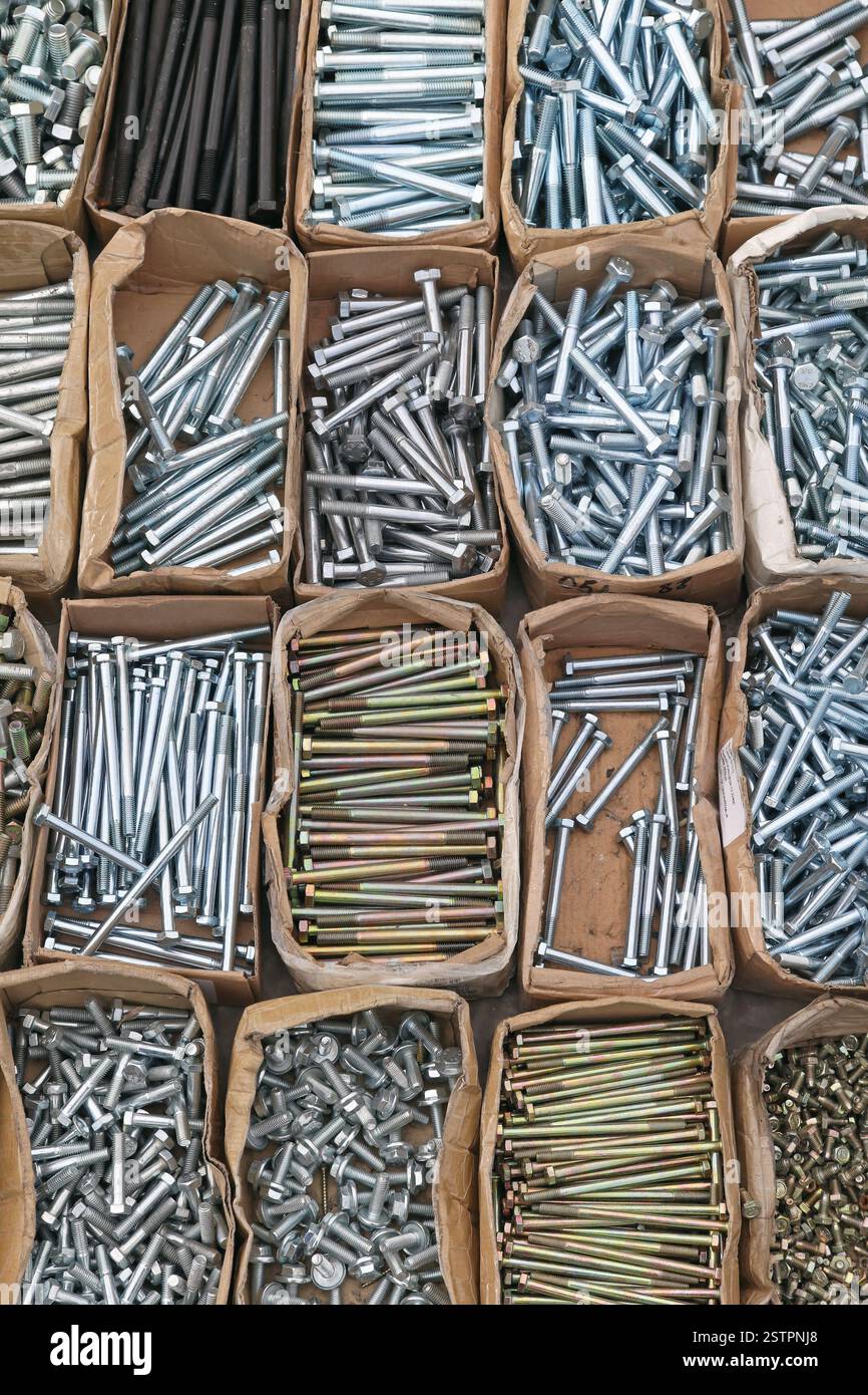Various Bolts and Screws in Boxes Stock Photo - Alamy