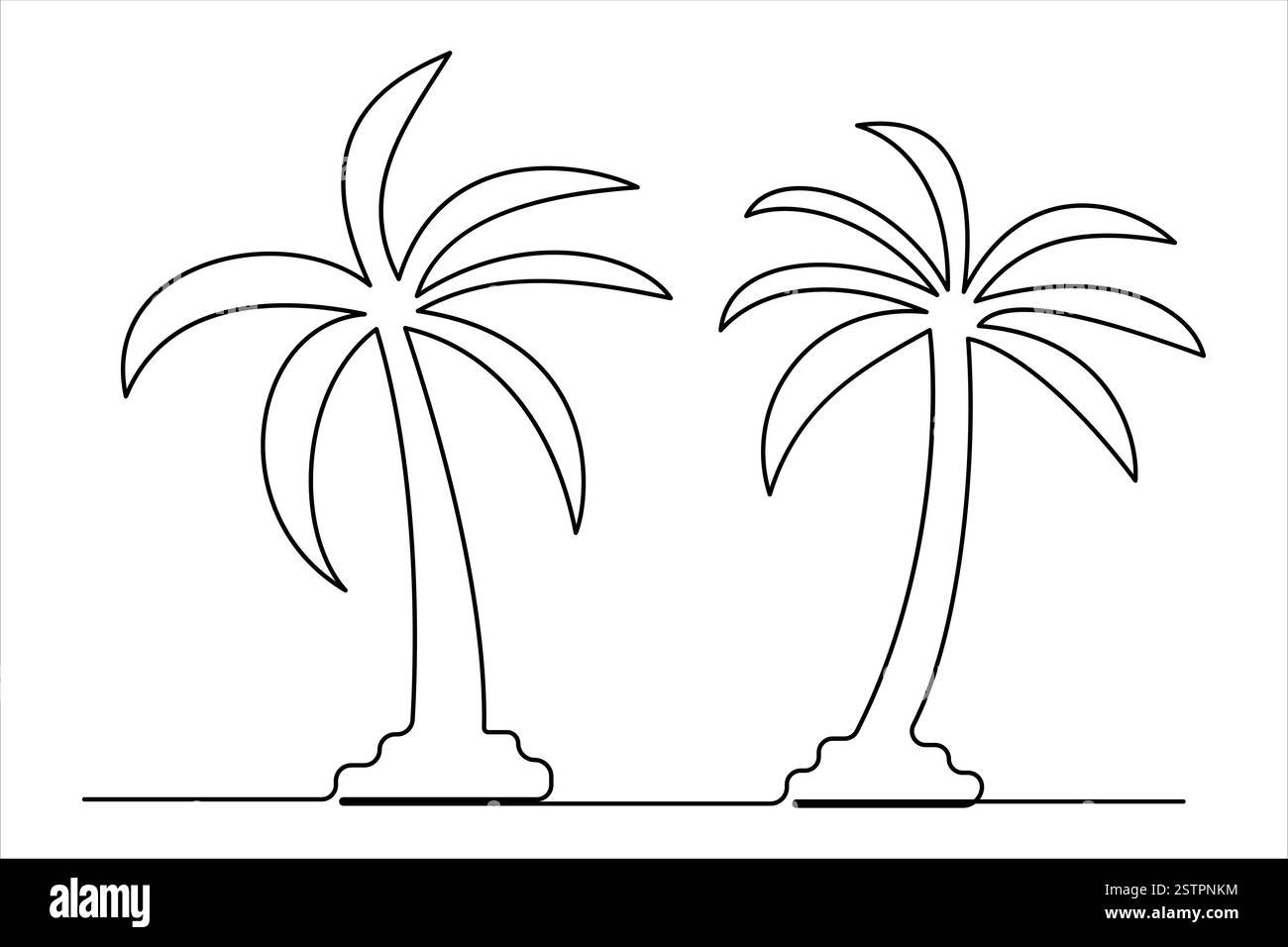 Continuous one line palm tree drawing Isolated on white background ...