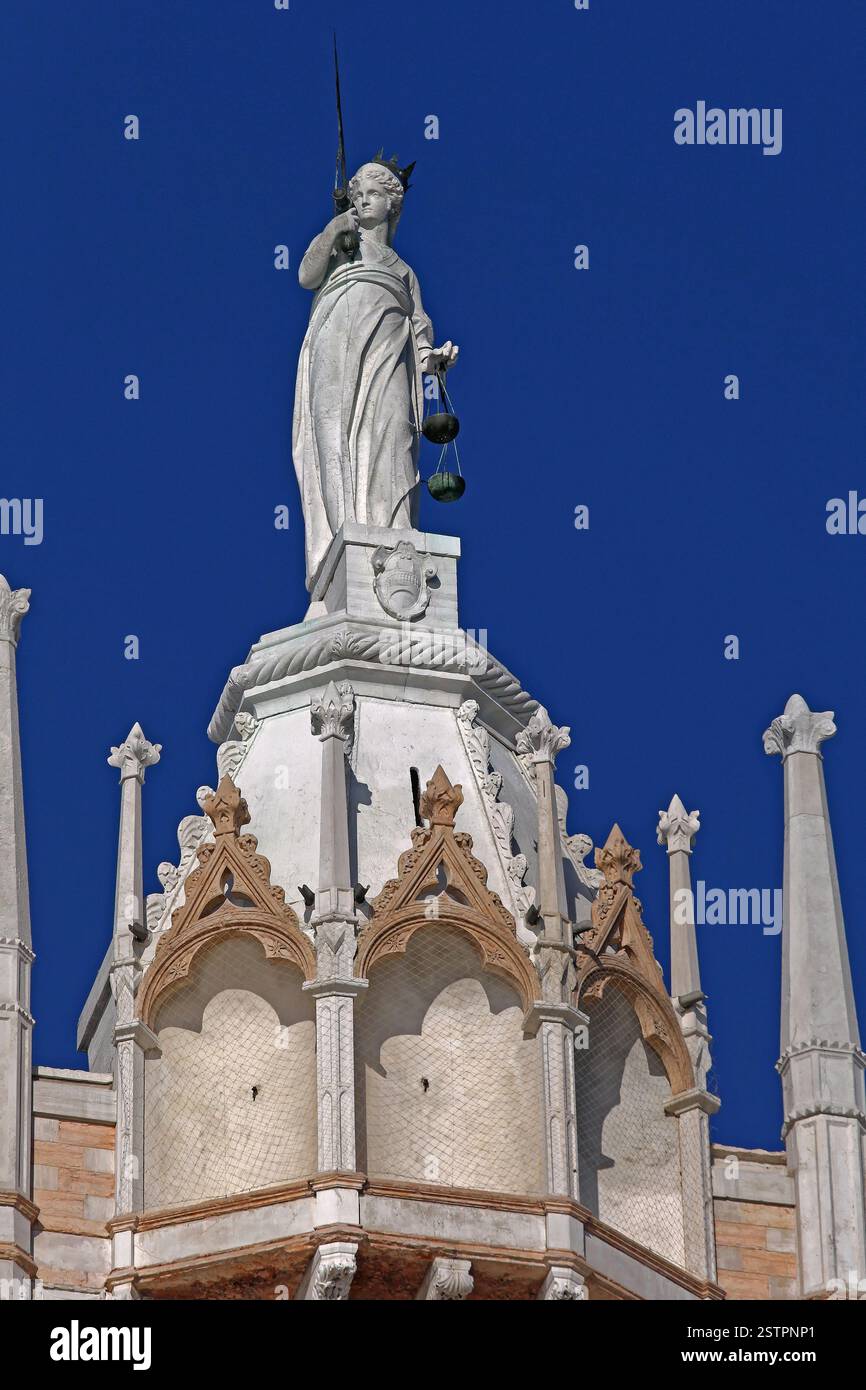 Marble Lady Justice Statue Justicia at Doge Palace in Venice Stock ...