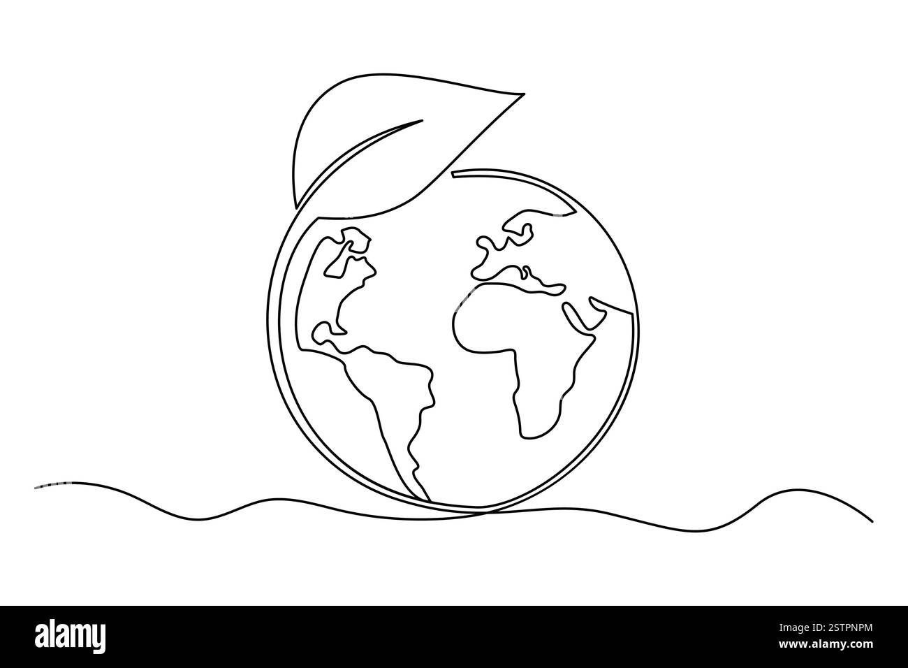Continuous one-line earth globe outline vector illustration for ...