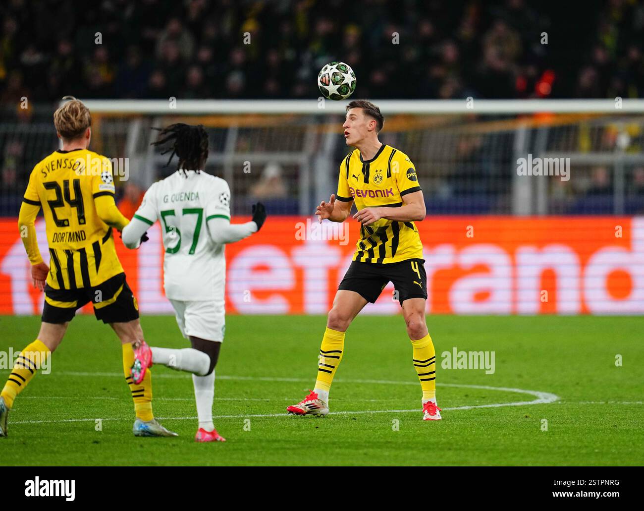 Signal Luna Park, Dortmund, Germany. 19th Feb, 2025. Nico Schlotterbeck of Borussia Dortmund ...